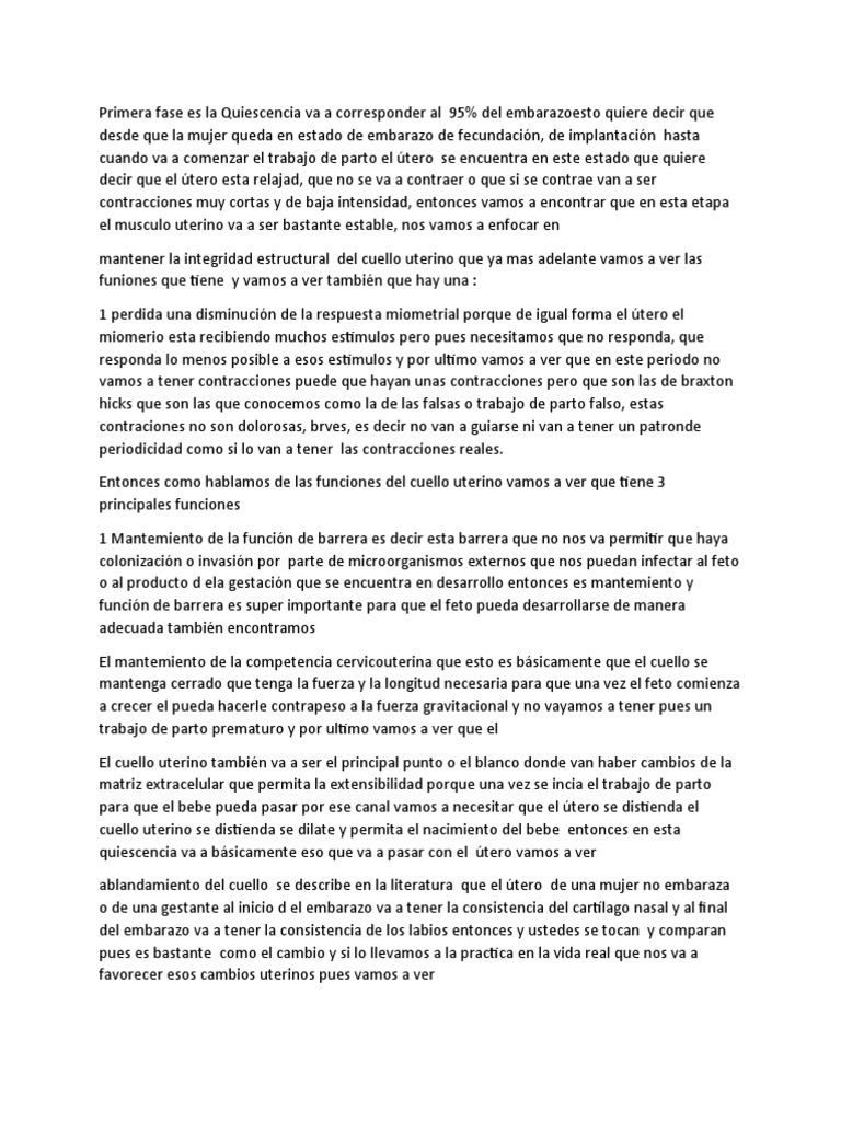 Primera Fase Es La Quiescencia Va A Corresponder Al 95 | PDF | Parto ...