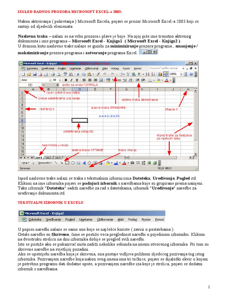 Izgled Radnog Prozora Microsoft Excel | PDF