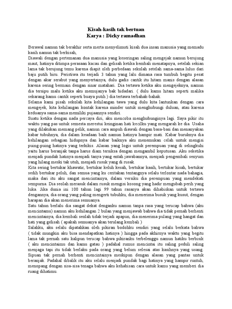 Cerpen Dicky Ramadhan - 3A - 2108180046 | PDF