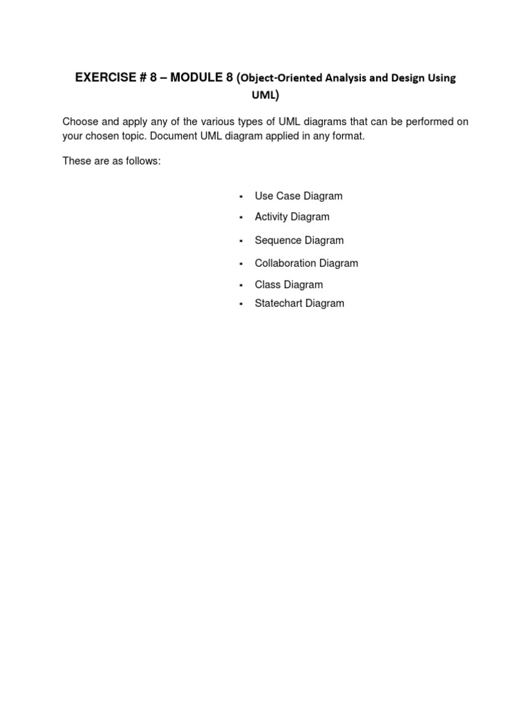 Exercise 8 Module 8 Object Oriented Analysis And Design Using Uml 4644