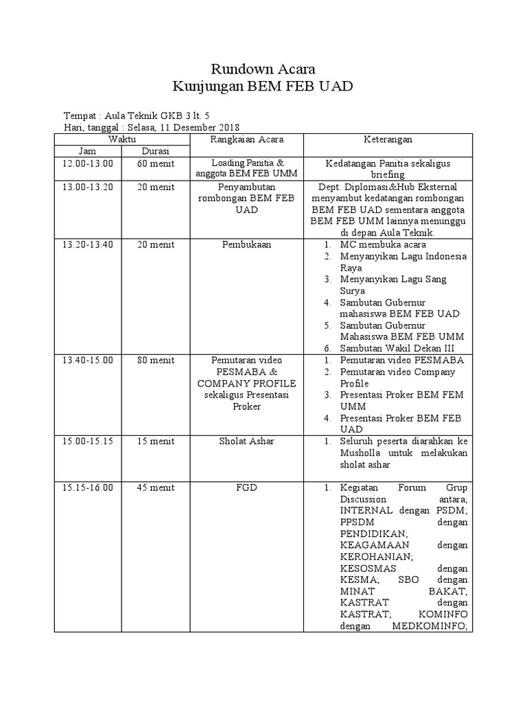 Rundown Studi Banding | PDF