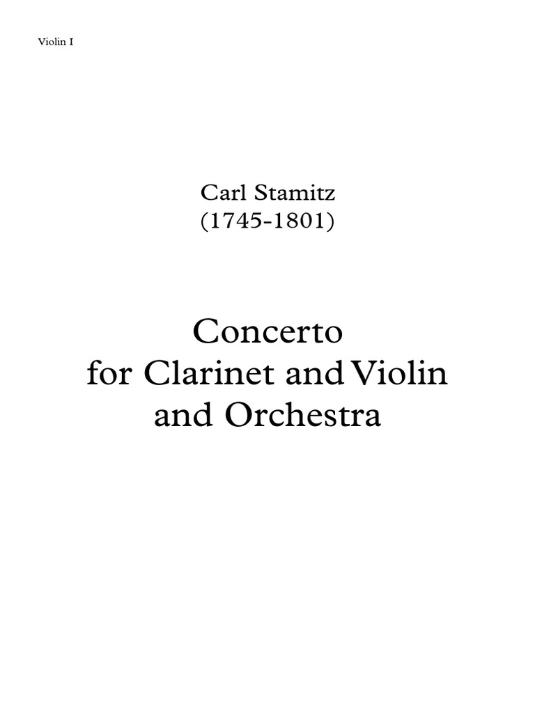 Concerto For Clarinet and Violin and Orchestra: Carl Stamitz (1745-1801 ...