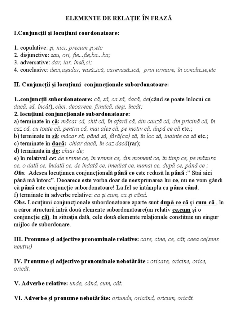 Elemente de Relatie in Fraza | PDF