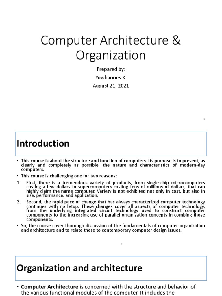 Computer Architecture & Organization Slide | PDF | Central Processing ...