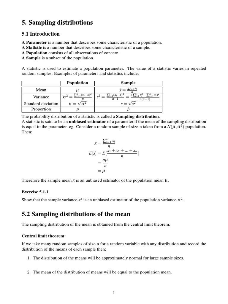 Sampling Distributions | PDF | Mean | Standard Deviation