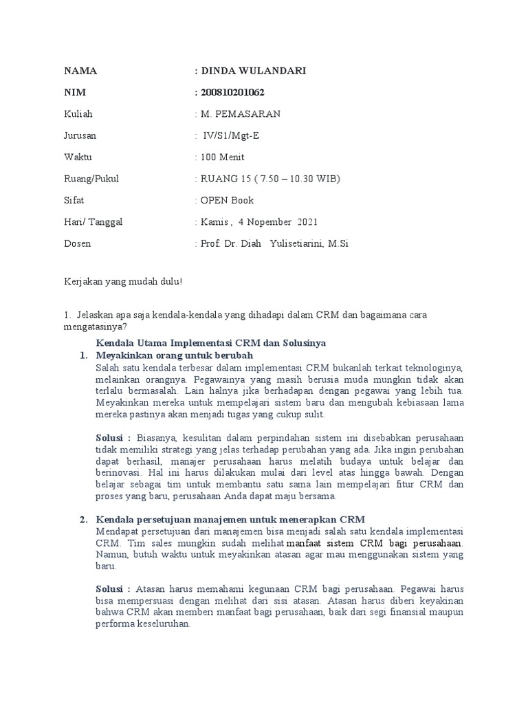 Uas Mpe - Dinda Wulandari - 200810201062 | PDF