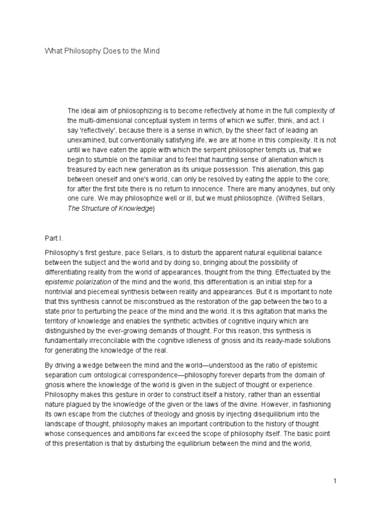 NEGARESTANI, Reza - What Philosophy Does To The Mind | PDF | Mind | Truth