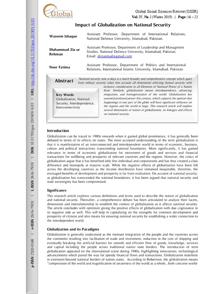 Impact of Globalization On National Security | PDF | Globalization ...