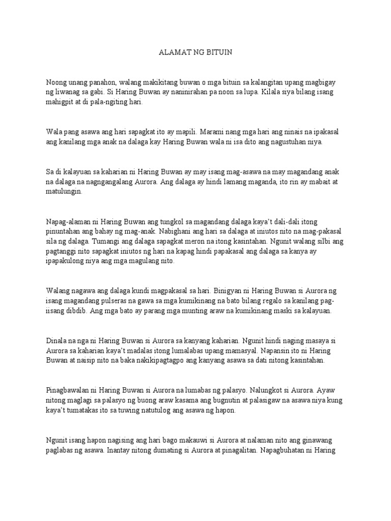 Alamat NG Bituin | PDF