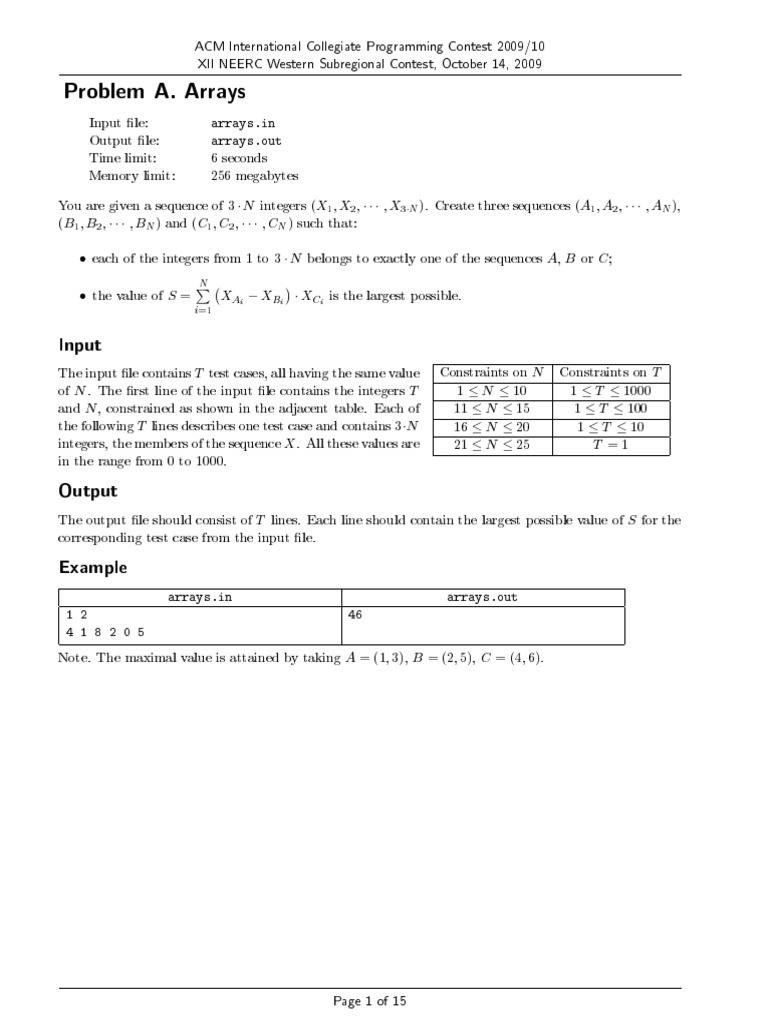 ACM International Collegiate Programming Contest 2009/10 Problems | PDF ...