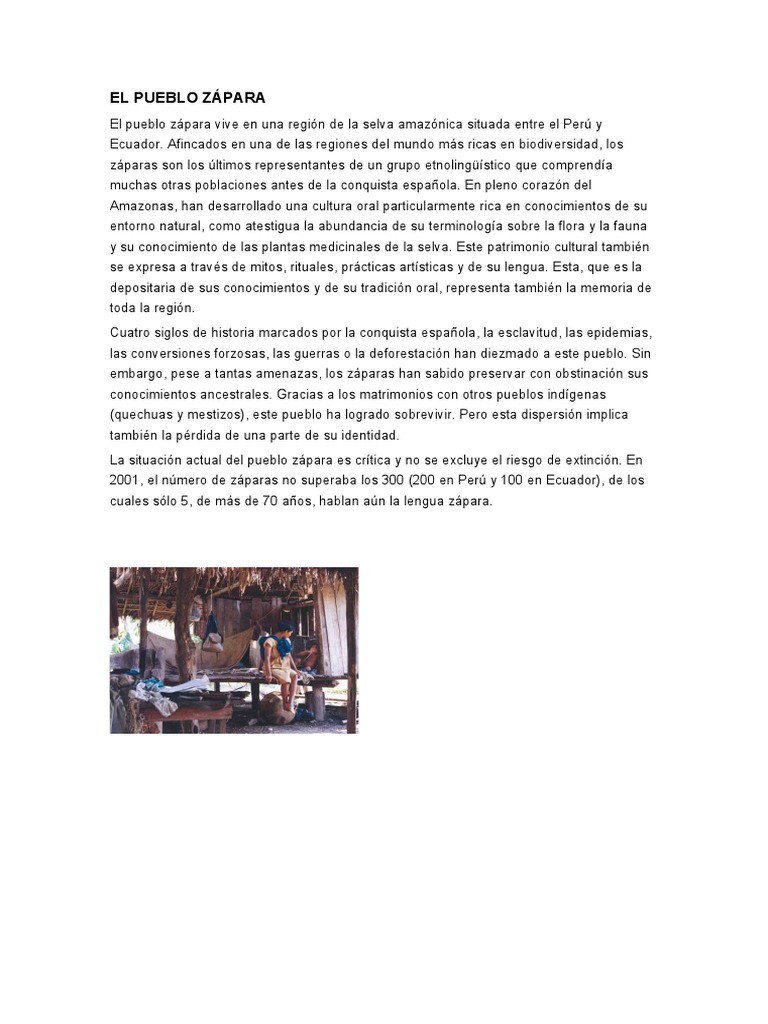 El Pueblo Zápara | PDF | Ecuador | Perú