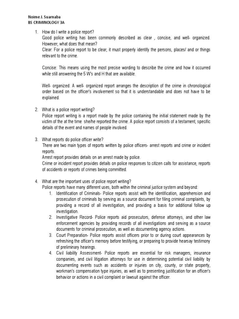 Technical English 1 Essay Answer | Download Free PDF | Complaint | Police