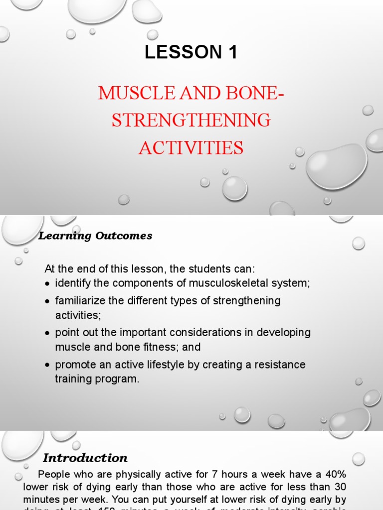 Muscle and Bone Strengthening Exercises | PDF | Strength Training ...