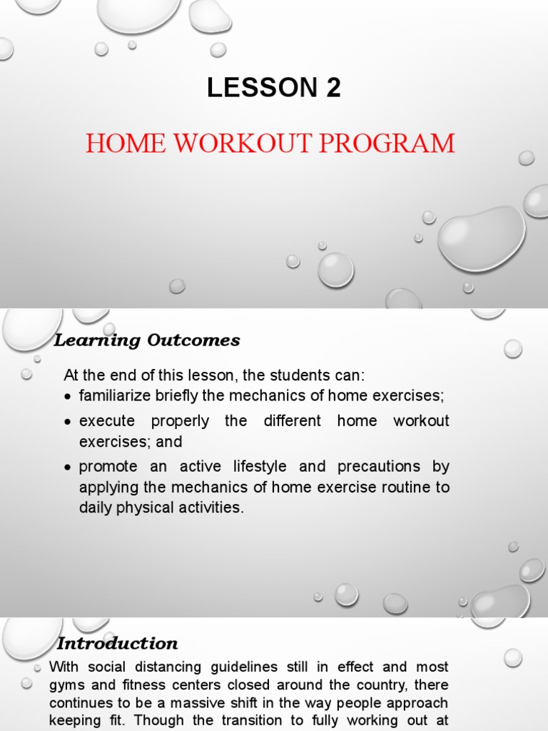 Lesson 2: Home Workout Program | PDF | Physical Fitness | Foot