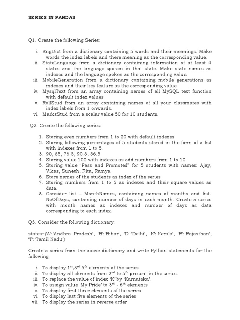 Series in Pandas | PDF | Computer Programming | Computing