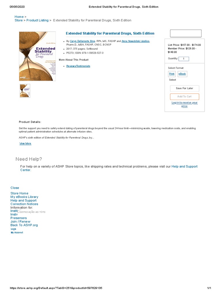 Extended Stability For Parenteral Drugs, Sixth Edition - LIVRO | PDF ...