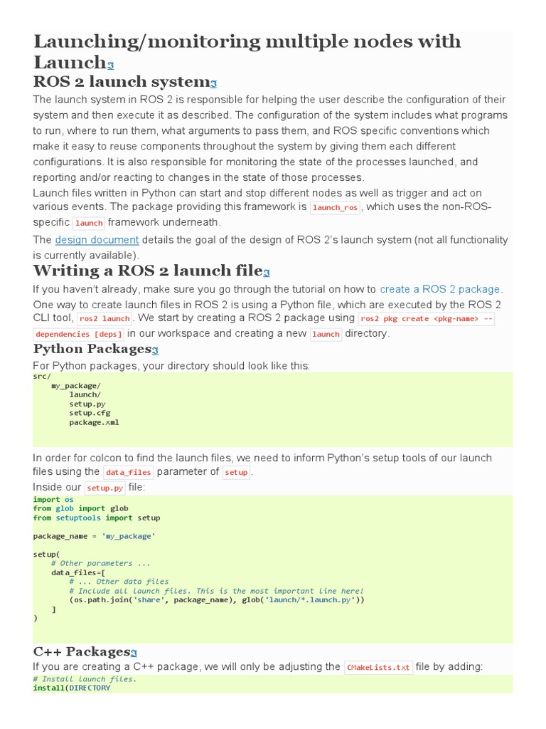 Launch Multiple Ros 2 Nodes With Parameters And Rviz Config Pdf Parameter Computer