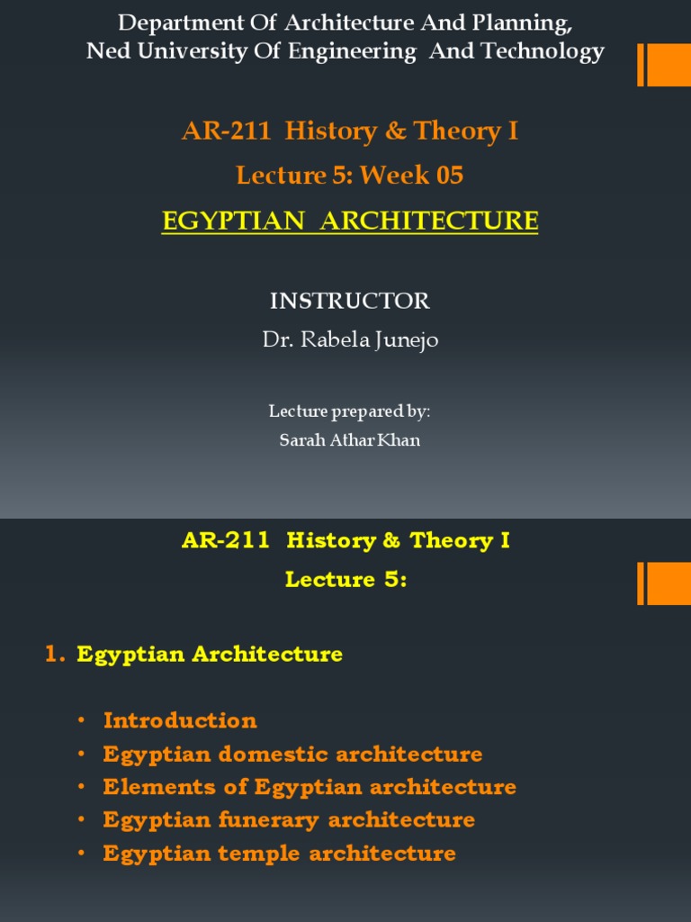 Lecture 5 Egyptian Architecture | PDF | Egyptian Pyramids | Ancient Egypt