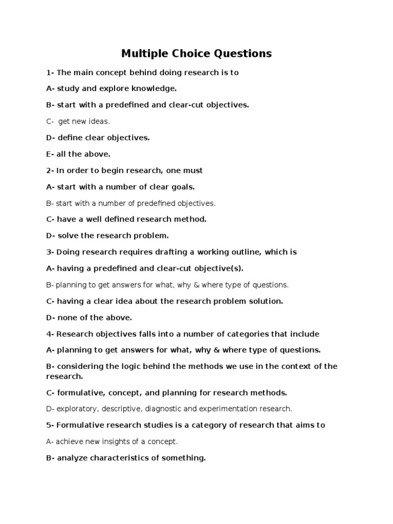 Research Methodology MCQ | PDF | Hypothesis | Quantitative Research
