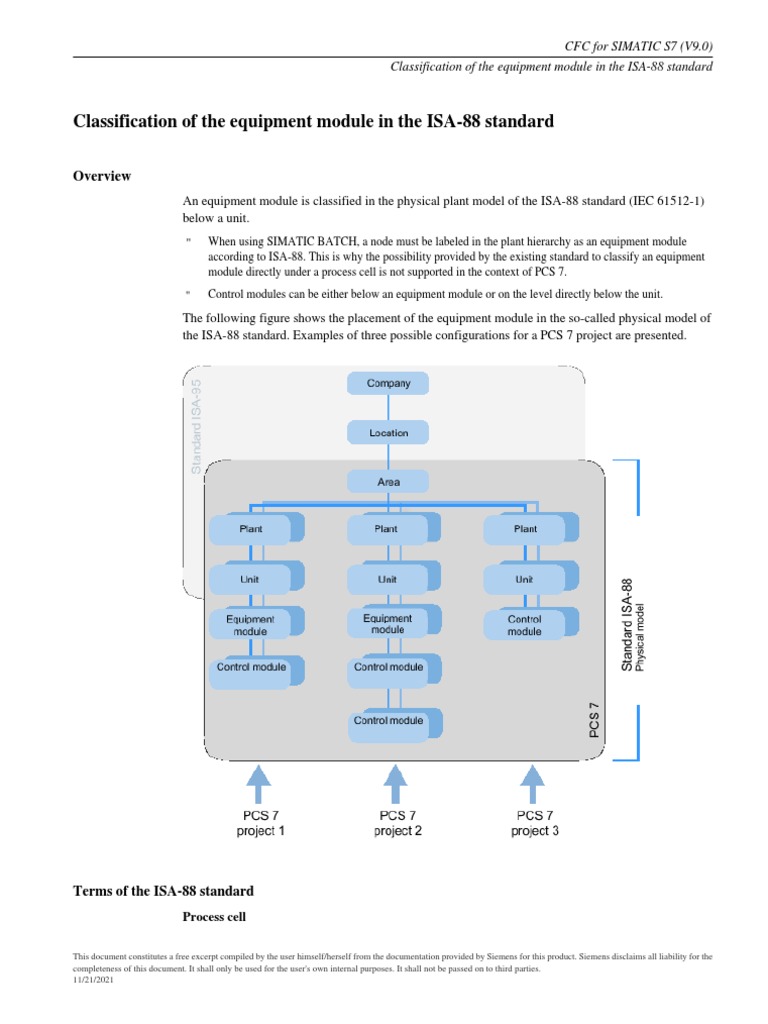 CFC For SIMATIC S7 (V9.0) - Classification of The Equipment Module in The ISA-88 Standard | PDF ...