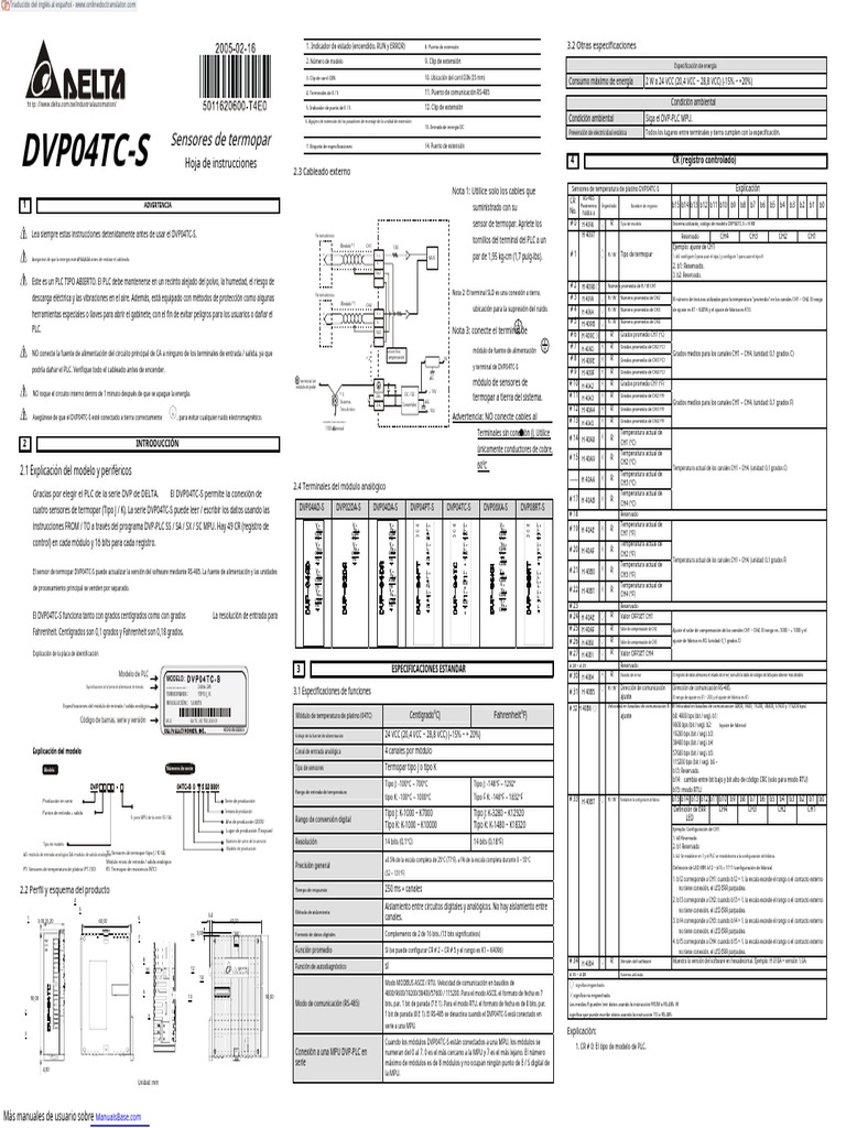 Thermocouple Sensors DVP04TC-S.español | Descargar gratis PDF ...