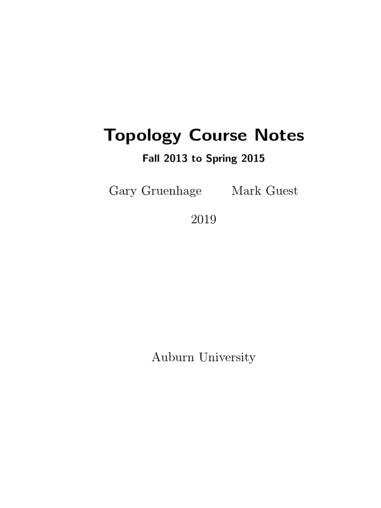 Topology. Course Notes - Gary Gruenhage | PDF | Set (Mathematics ...