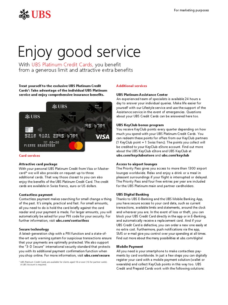 Enjoy Good Service: UBS Platinum Credit Cards | PDF | Credit Card | Ubs