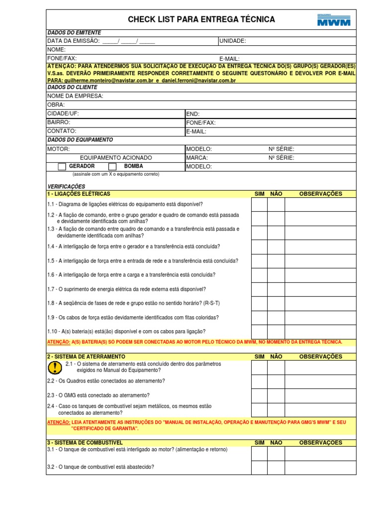 Check_List_Entrega_Técnica (2) | PDF