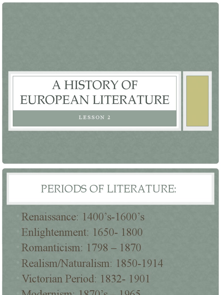 European Literature: Key Periods Overview | PDF | Romanticism | Renaissance