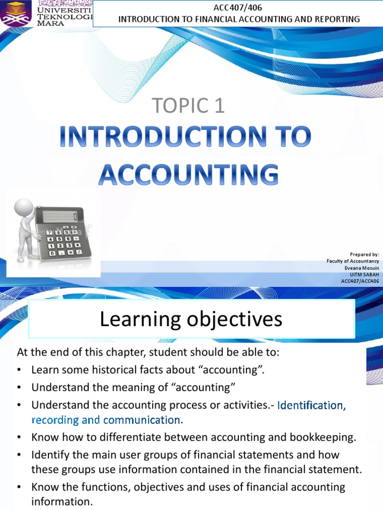 Acc407 - 406 Chapter 1 Introduction To Accounting | PDF | Bookkeeping ...