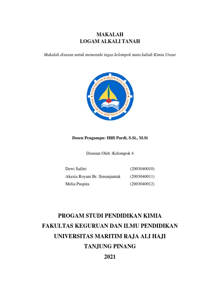 Alkali Tanah - Kel 4 Kimia Unsur | PDF | Sains & Matematika