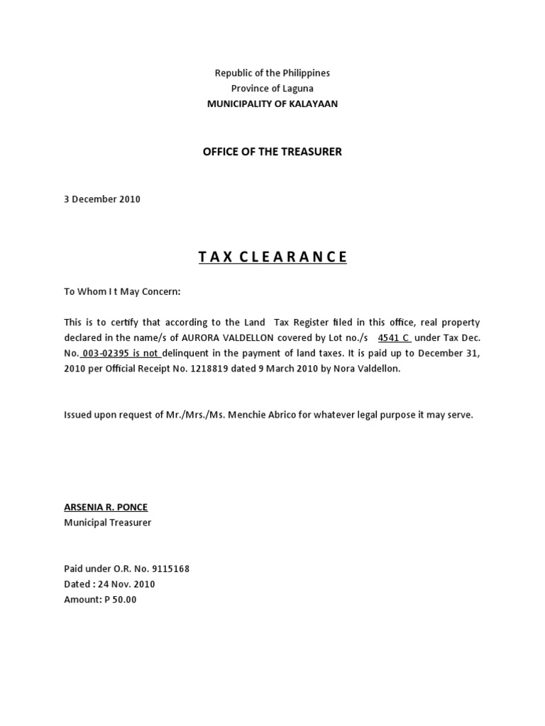 Tax Clearance | PDF