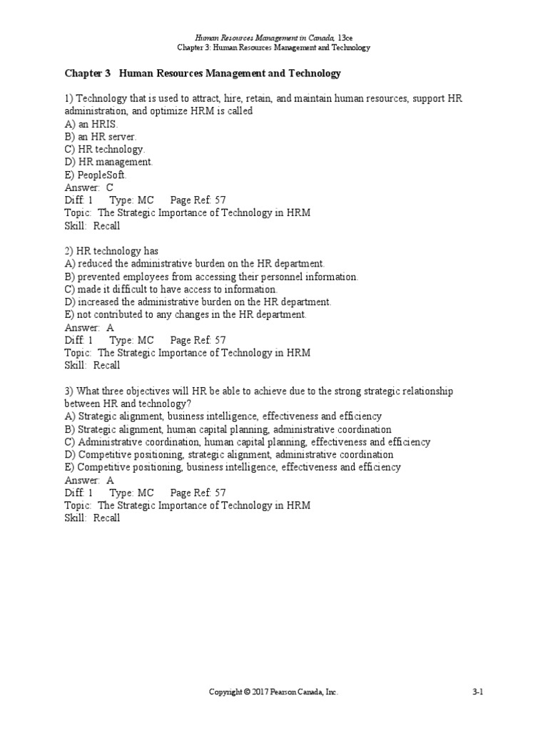 Chapter 3: Human Resources Management and Technology | PDF | Human ...