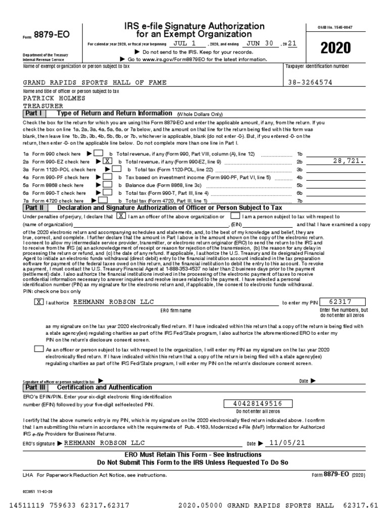 IRS 2020 e-File Signature Authorization | PDF | Revenue | Irs Tax Forms