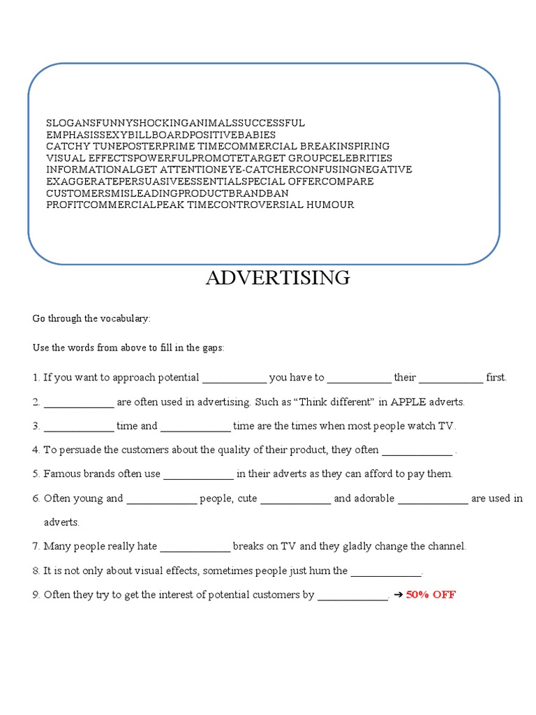 Advertising Worksheet | PDF