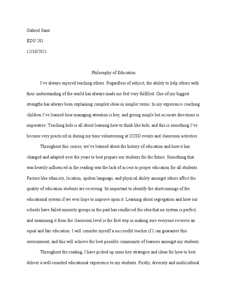 Philosophy of Education | PDF | Philosophy Of Education | Teachers