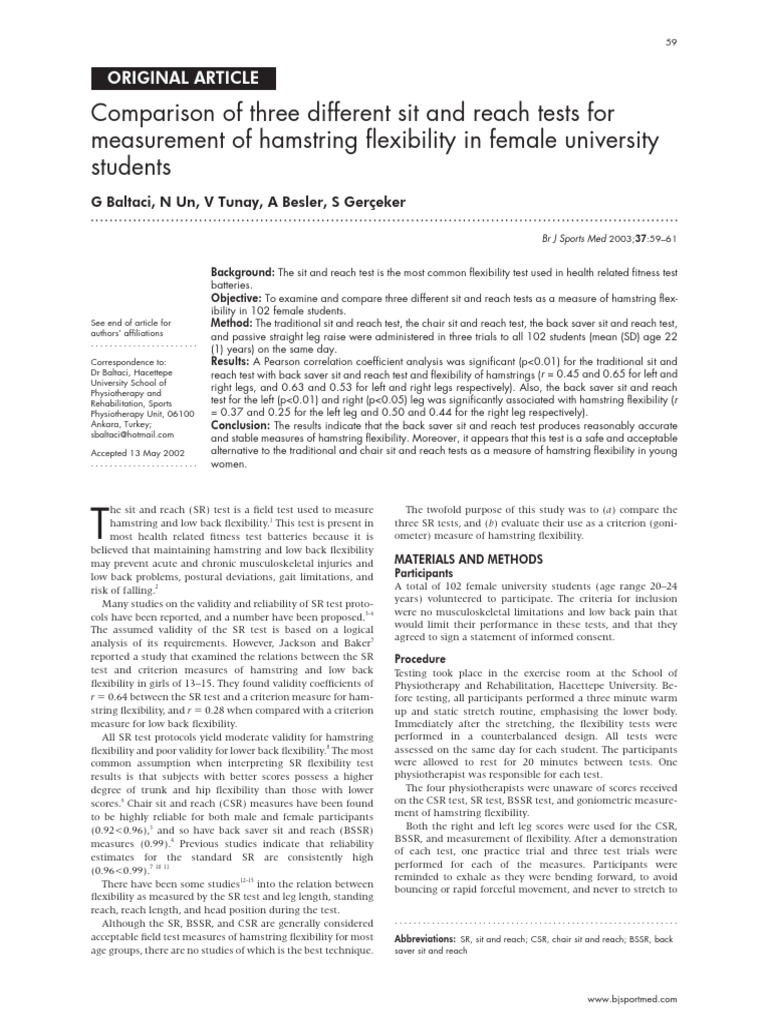 Journal Sit and Reach Measurement | PDF | Validity (Statistics ...
