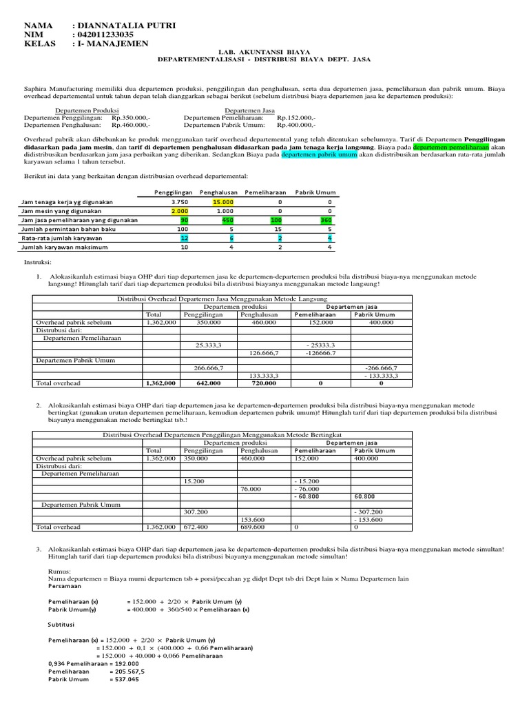 Diannatalia Putri - 042011233035 - FOH Departmental | PDF