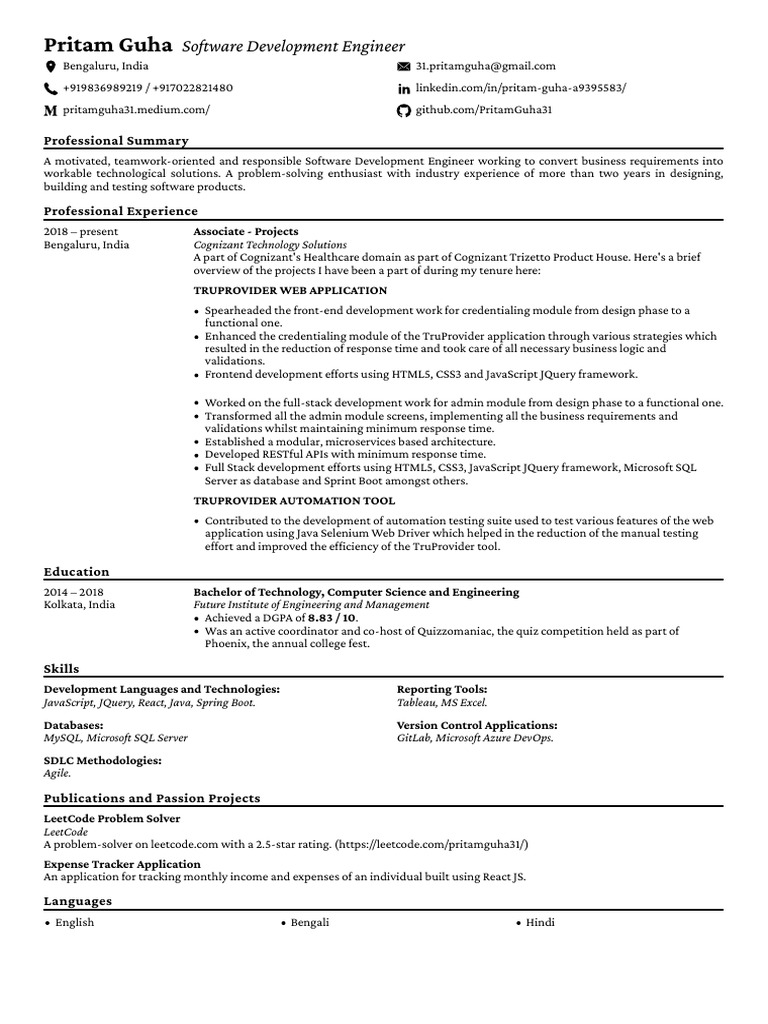Pritam Guha: Software Development Engineer | PDF | Java Script | Computer Programming