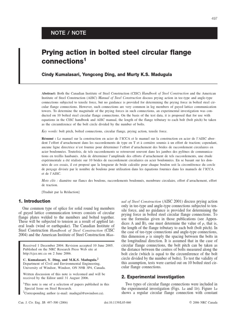 Prying Action in Circular Steel Flanges | PDF | Science & Mathematics ...
