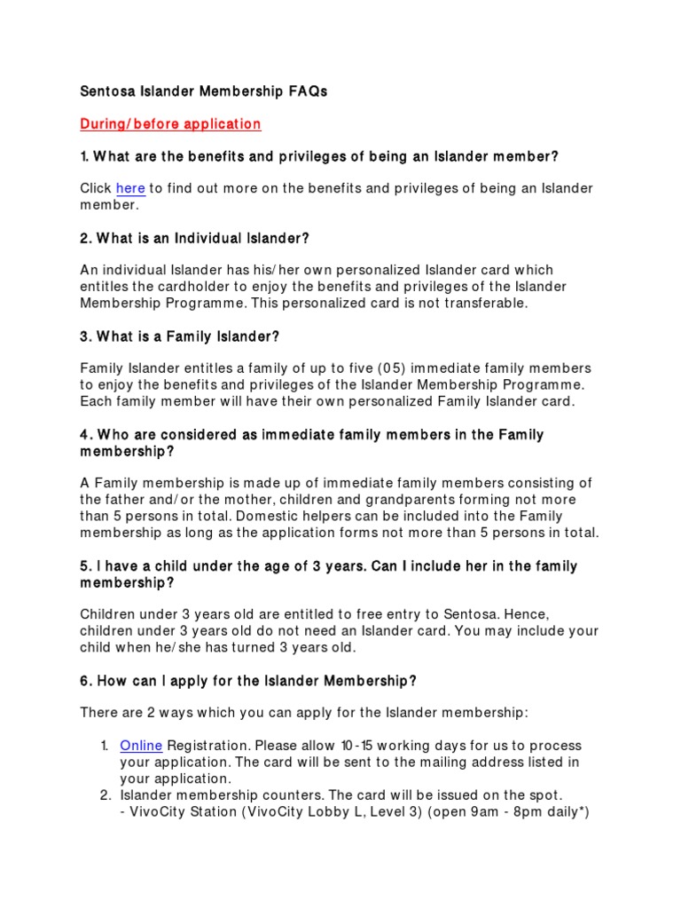 Sentosa Islander Membership FAQs | PDF | Debit Card | Payments