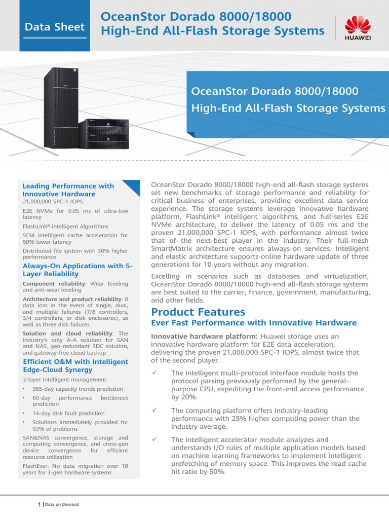 Huawei OceanStor Dorado 8000 and 18000 All-Flash Storage Systems Data ...