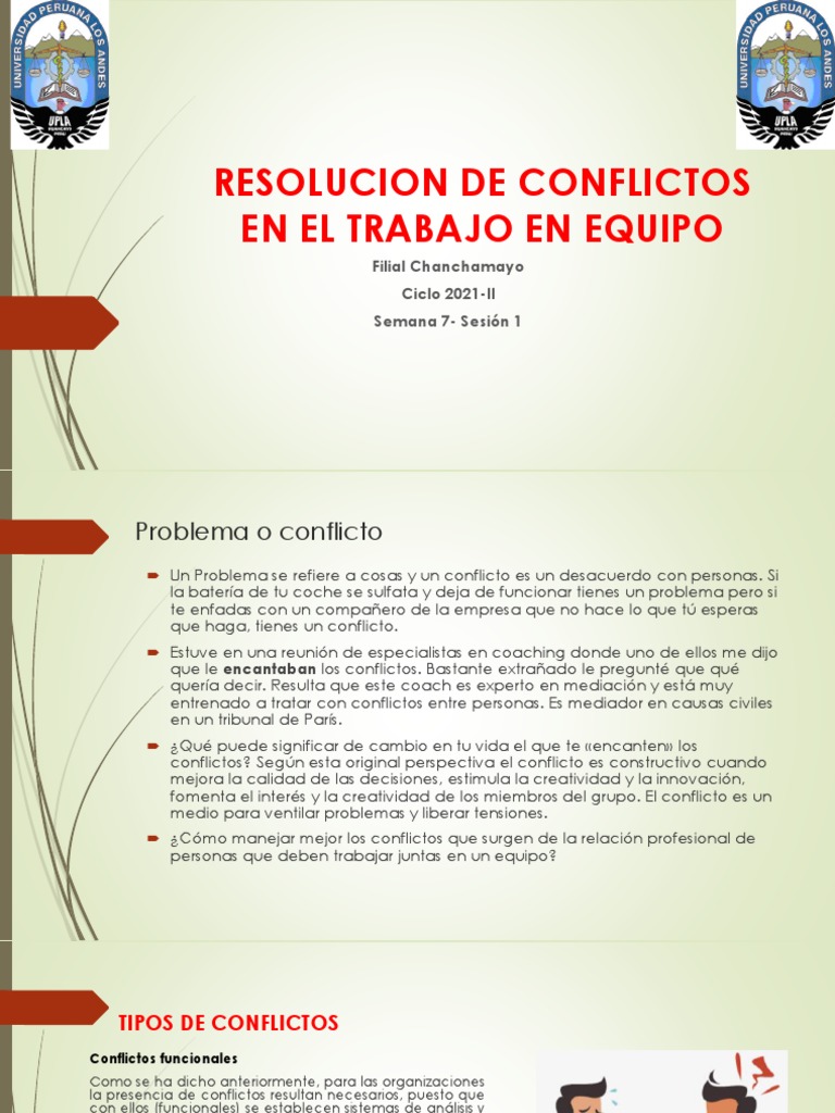 CLASE 07, Resolucion de Conflictos en El Trabajo en Equipo | PDF | La ...