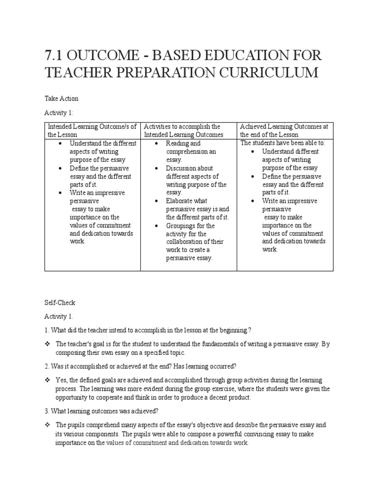 7.1 Outcome - Based Education For Teacher Preparation Curriculum | PDF ...