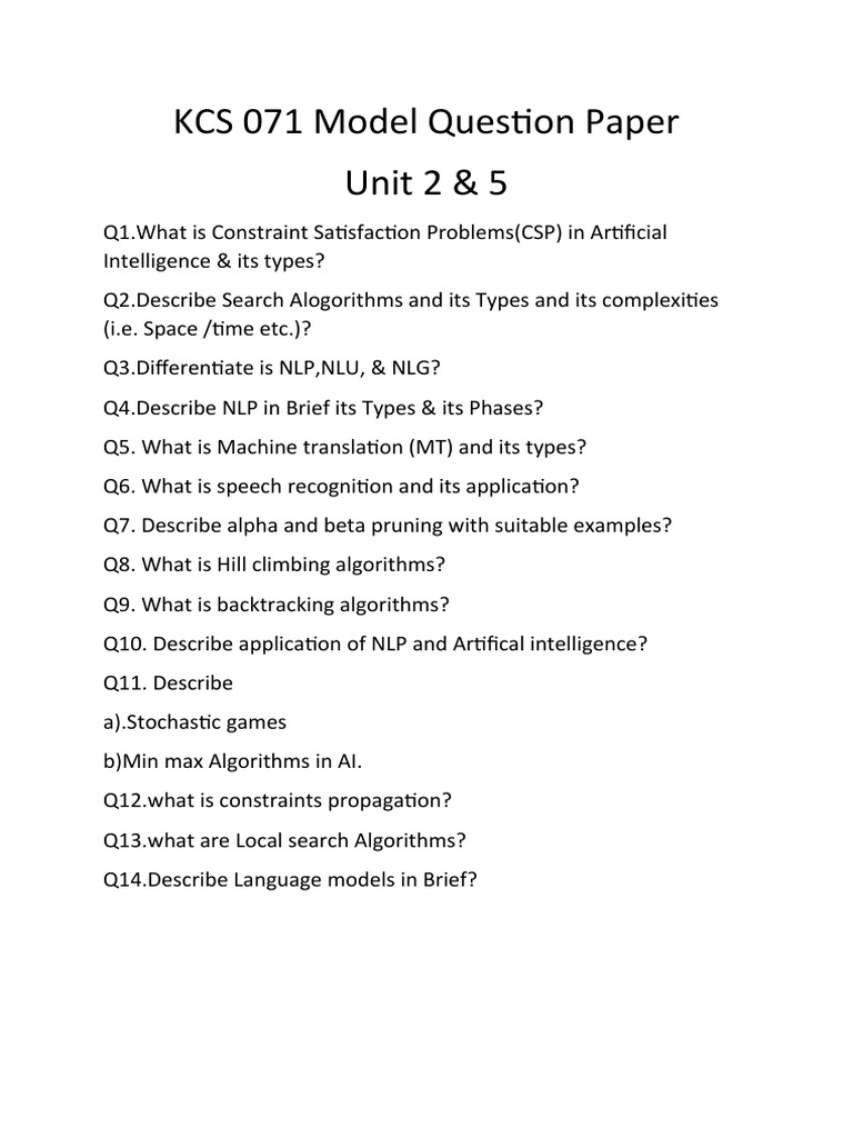 KCS 071 Model Question Paper | PDF