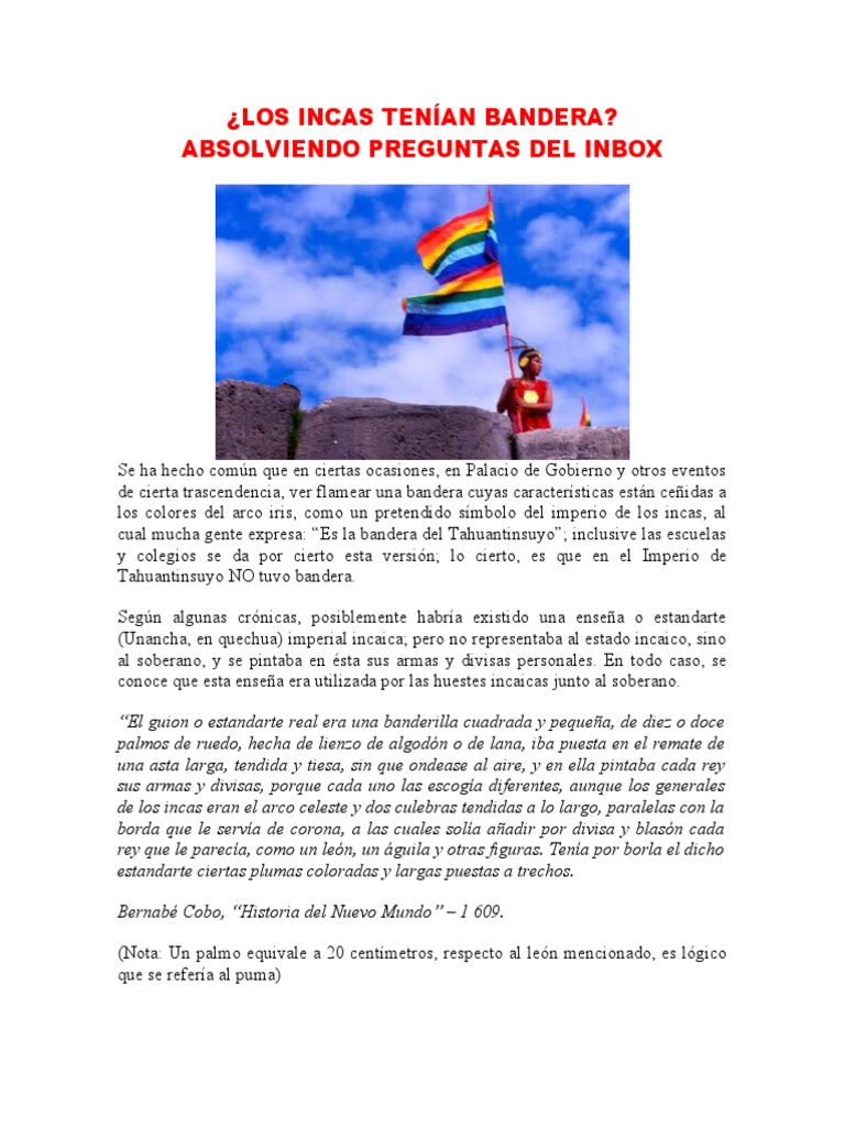 Los Incas Tenían Bandera | Descargar gratis PDF | Imperio Inca | Bandera