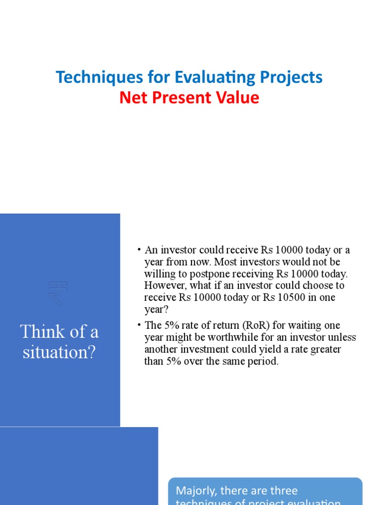 Project Evaluation Techniques-NPV | PDF | Net Present Value | Present Value