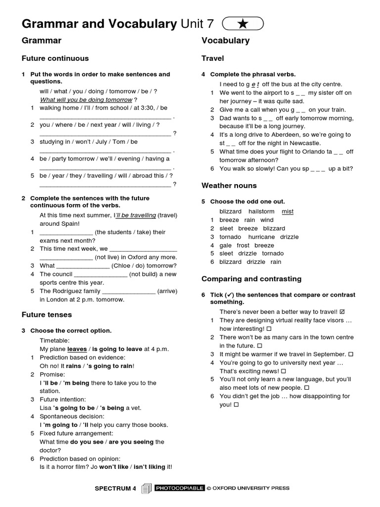 Grammar and Vocabulary Unit 7 | PDF | Language Mechanics | Grammar