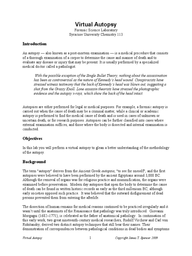 Hannah Shaddock - Virtual Autopsy Lab | PDF | Autopsy | Death