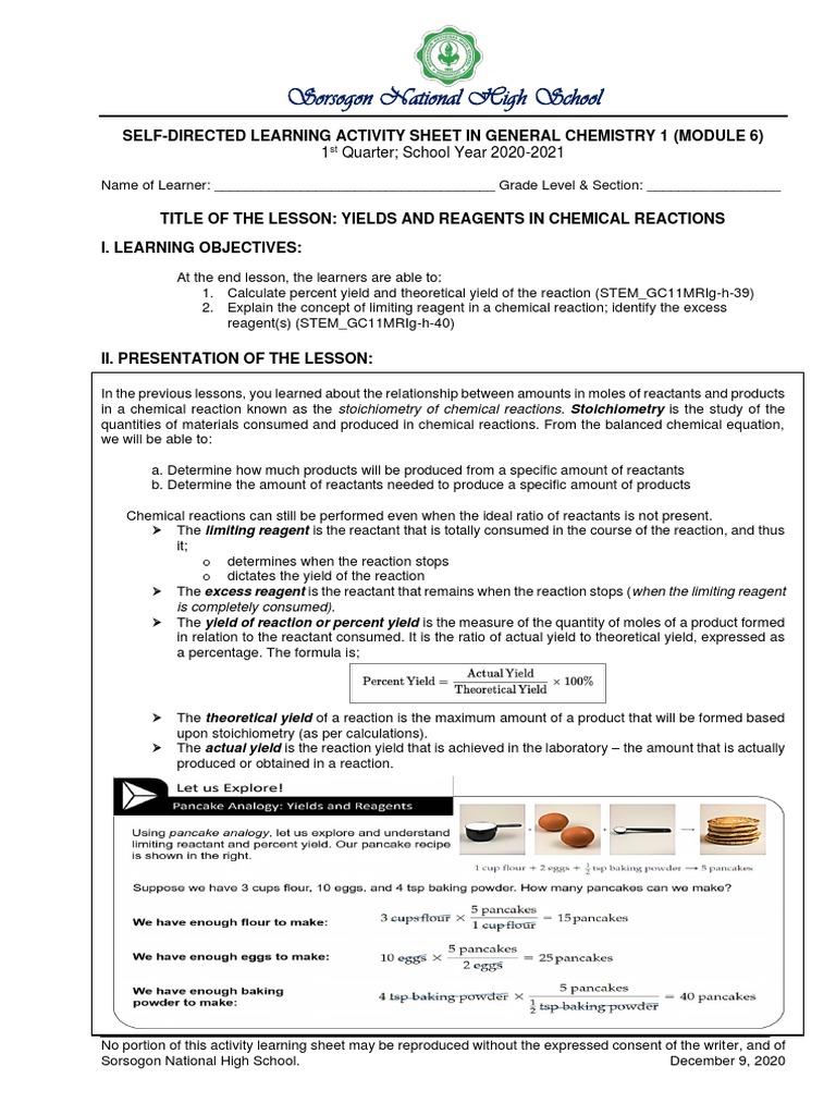 Sorsogon National High School: Self-Directed Learning Activity Sheet in ...